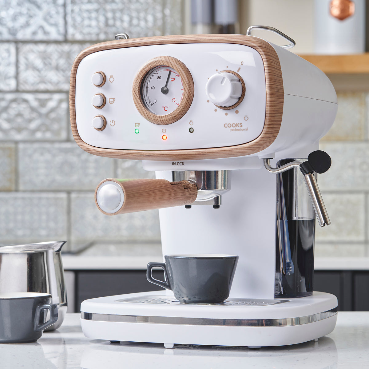 Cooks Professional Retro Espresso Machine | Nordic White – CooksProfessional