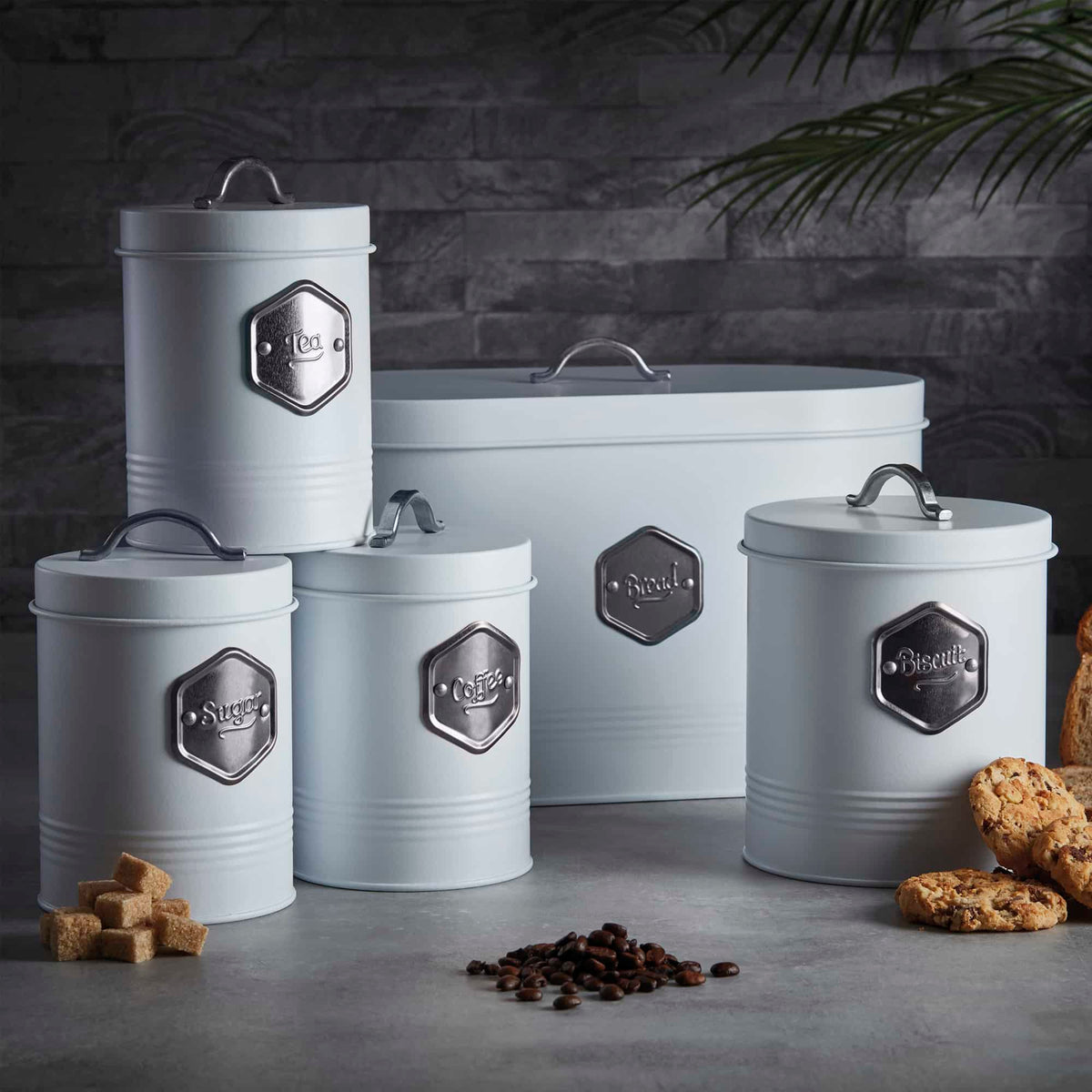 Cooks Professional 5 Piece Kitchen Storage Set | White / Silver ...