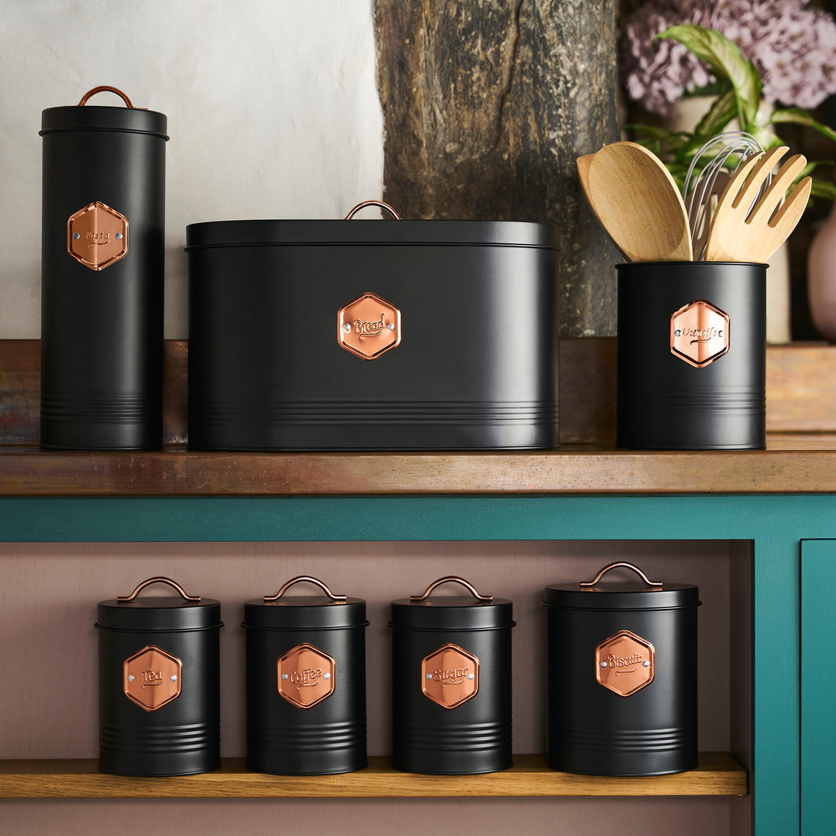 Cooks Professional 7 Piece Kitchen Storage Set | Black / Copper ...