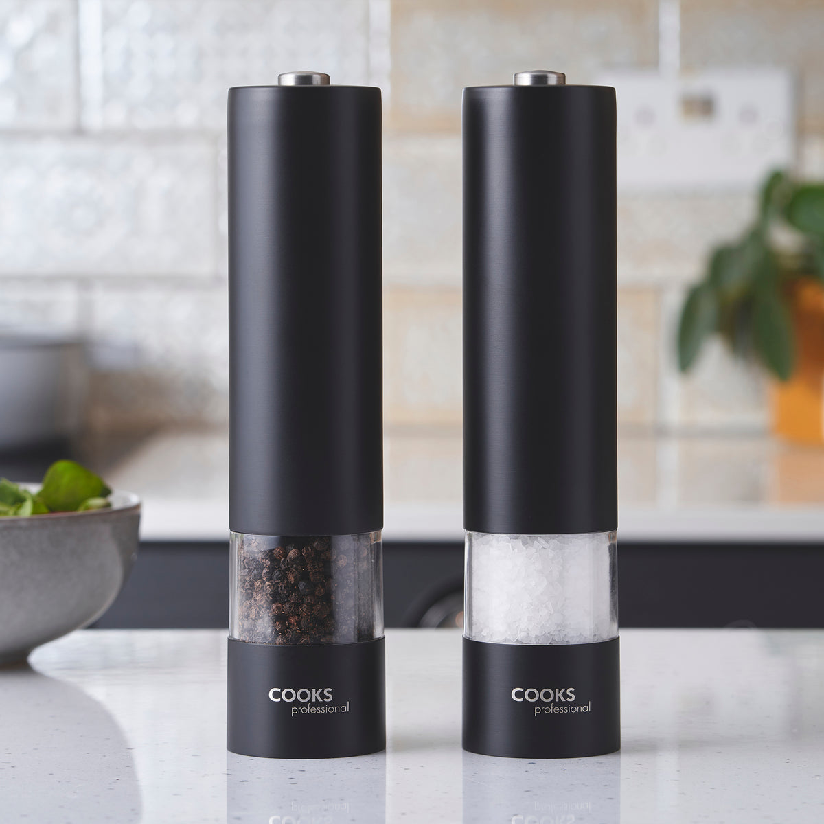 Cooks Professional Electric Salt and Pepper Mill Set | Black ...
