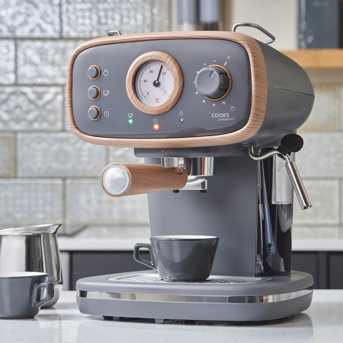 Cooks Professional Retro Espresso Machine | Nordic Grey – CooksProfessional